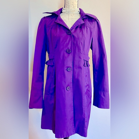 Guess | Jackets & Coats | Guess Purple Hooded Trench Rain Coat Rare ...